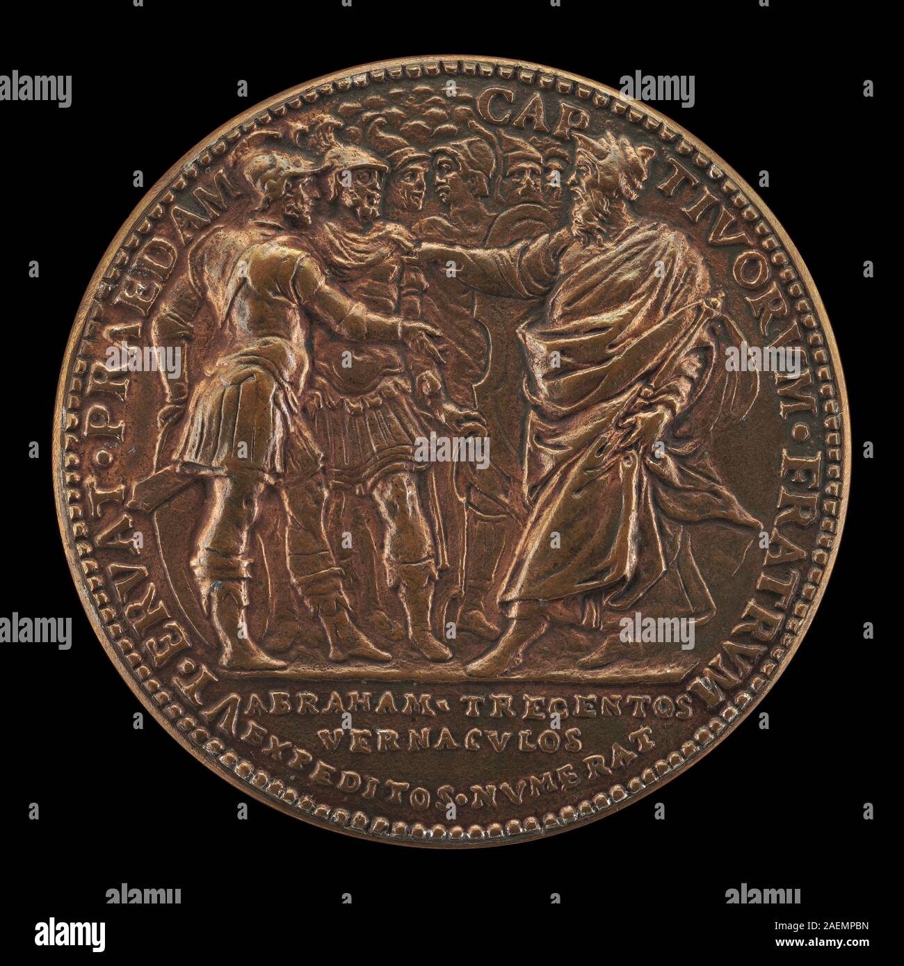 Reverse engraving depicting Abraham and his captains met by Melchizedek ...