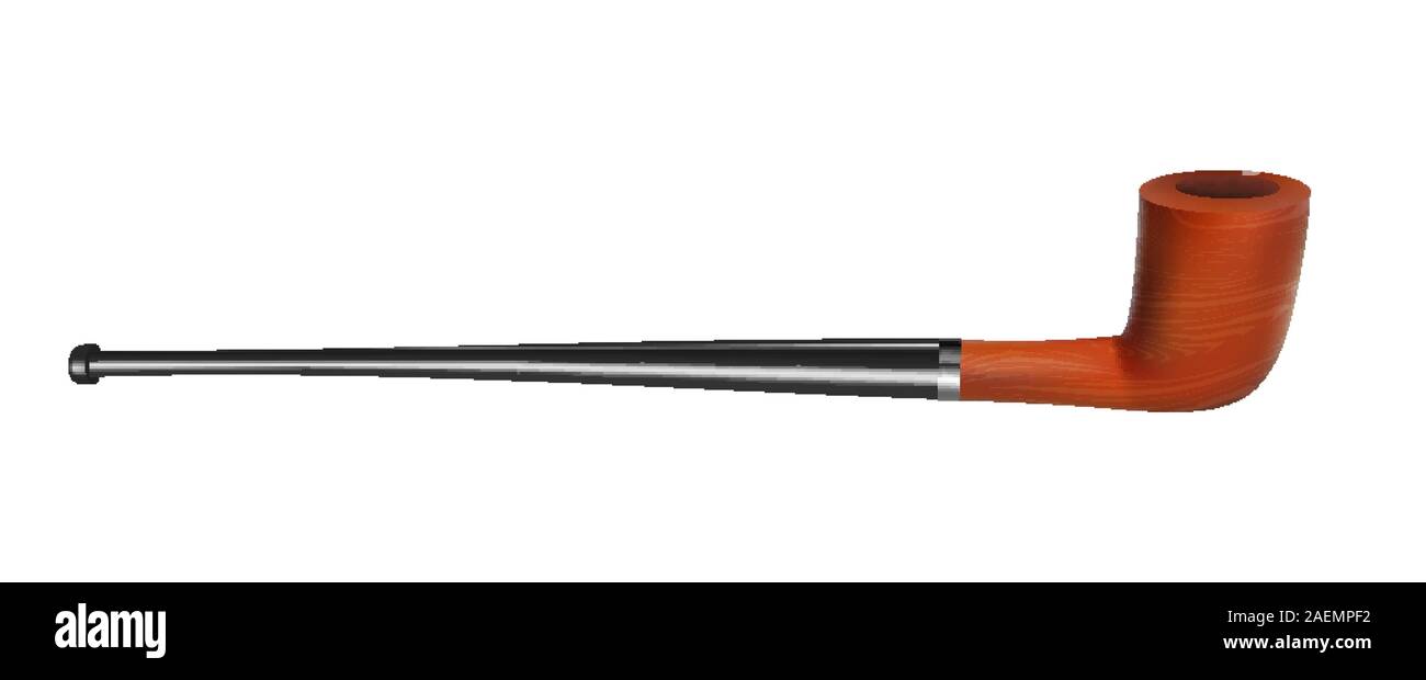 Tobacco Pipe Wooden Smoking Tool Side View Vector Stock Vector Image ...