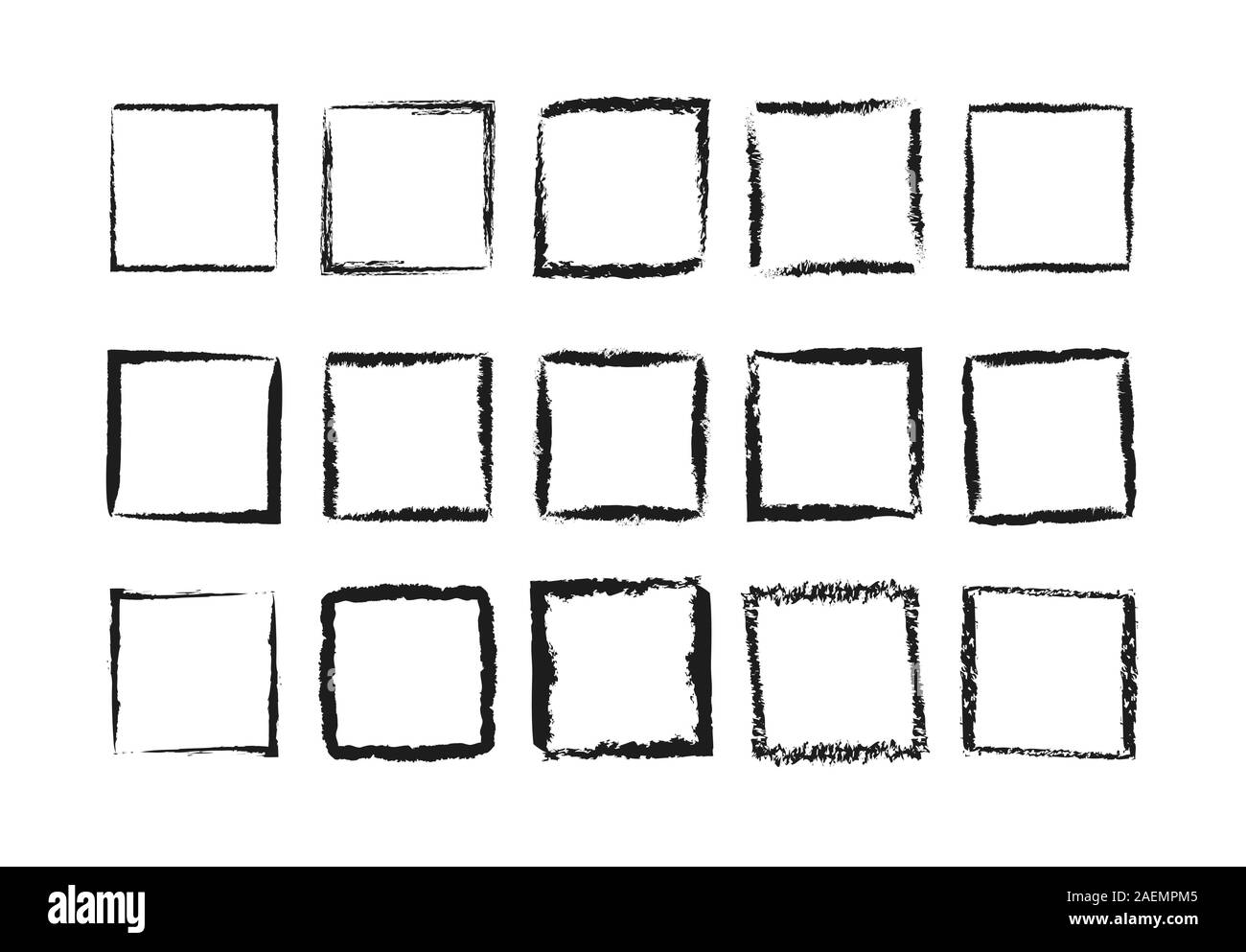 Set of hand-drawn square frames with torn edges with place for text ...