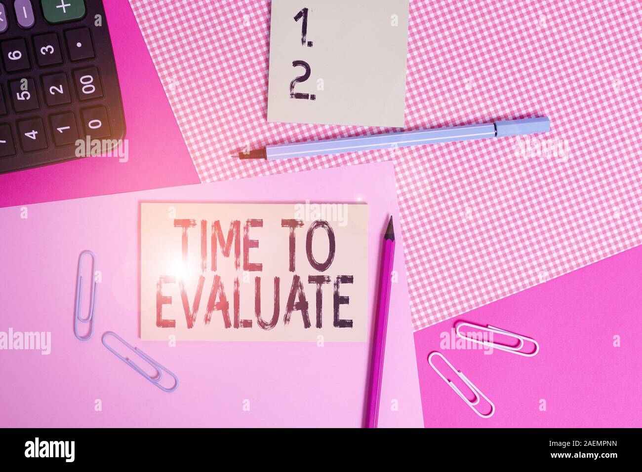 Text sign showing Time To Evaluate. Business photo text judge something ...