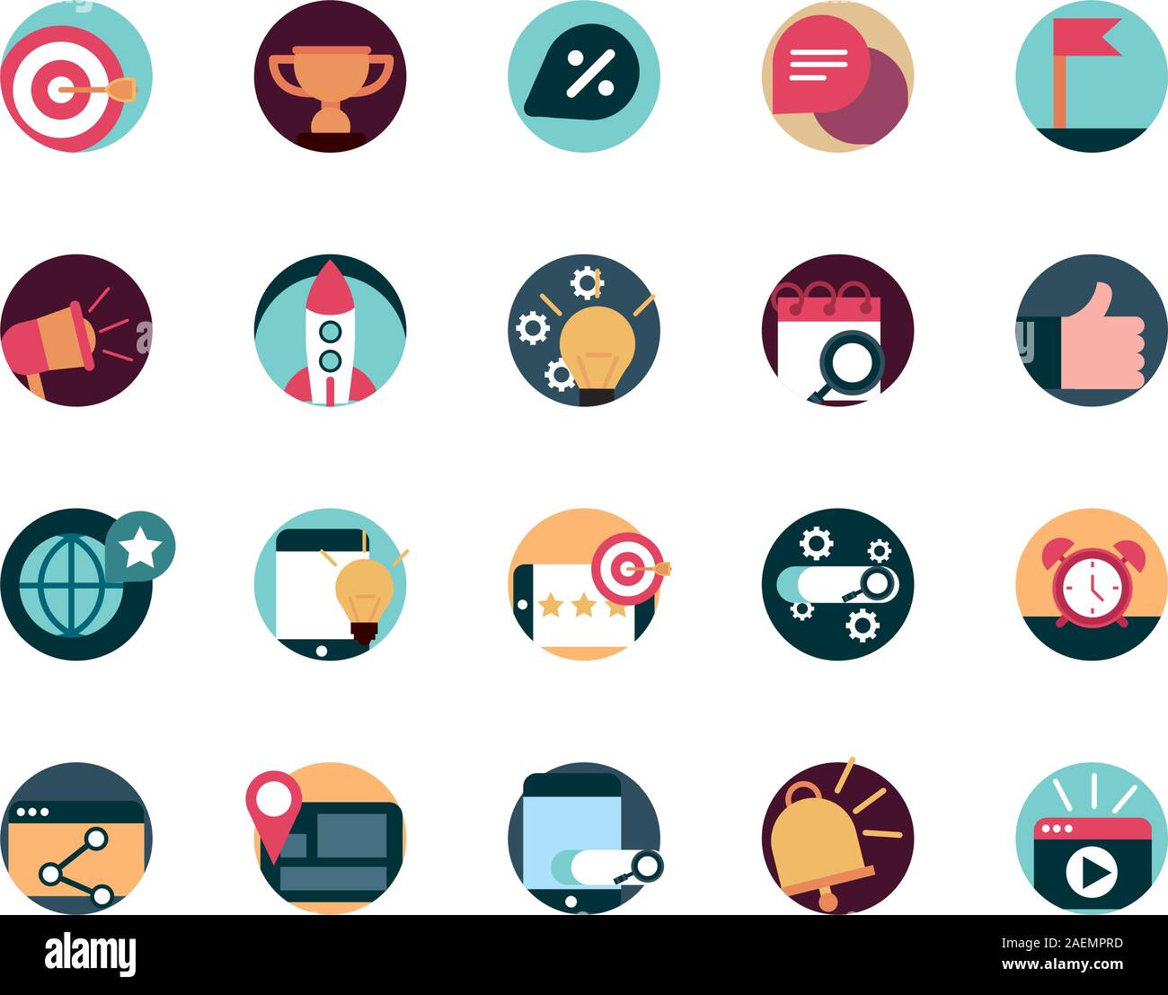 digital marketing advertising media icons set vector illustration Stock ...