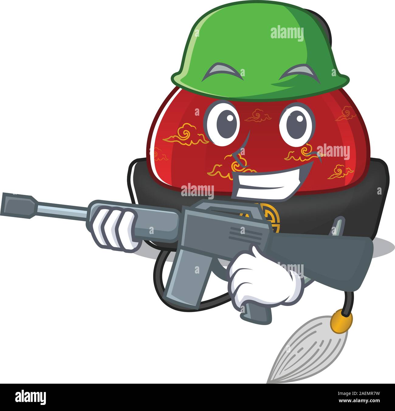 A cartoon style of traditional chinese hat Army with machine gun Stock ...