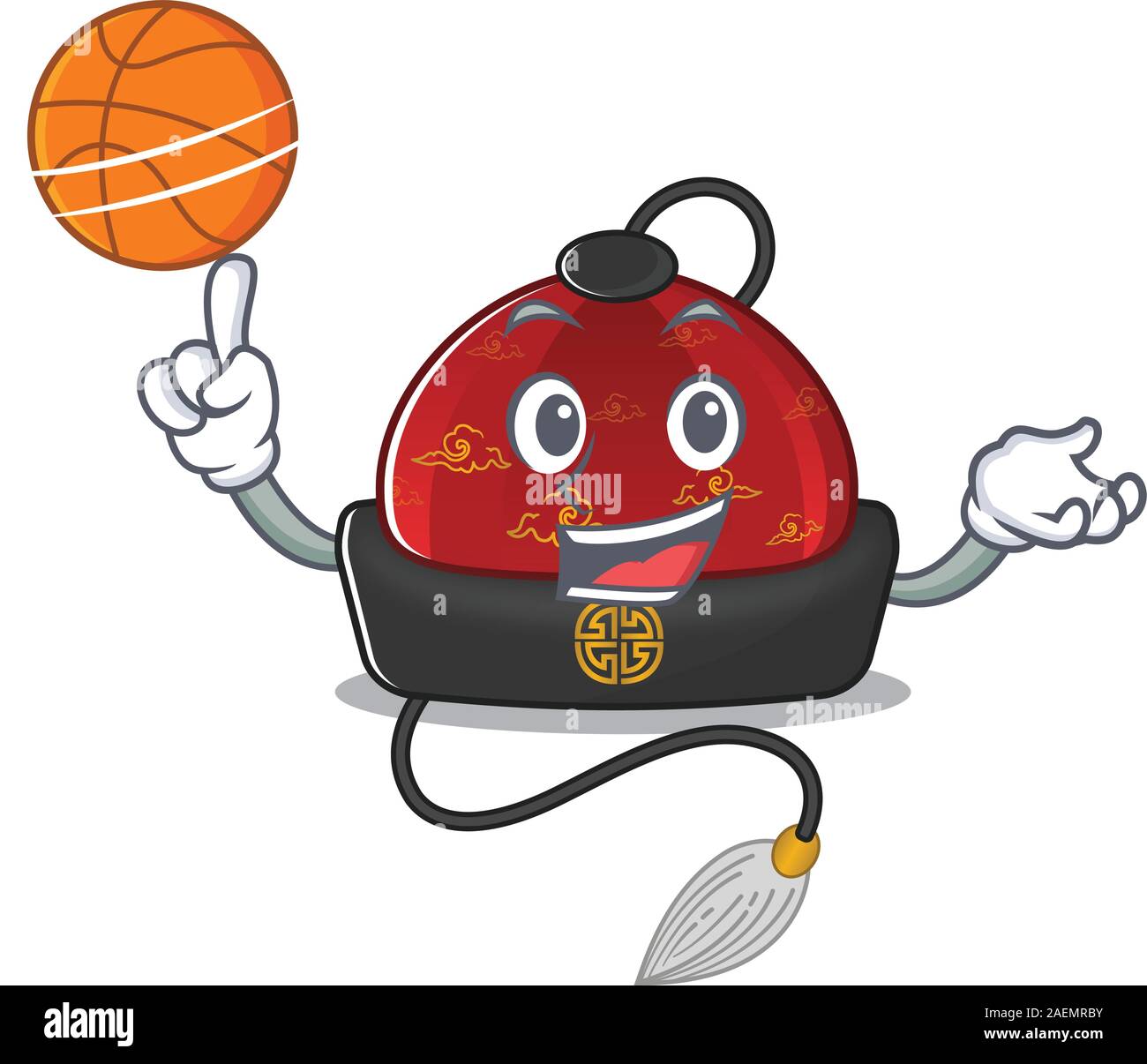 Mascot of traditional chinese hat cartoon character style with ...