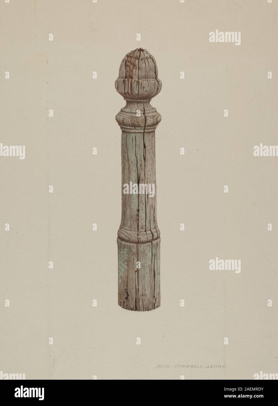 Rose Campbell-Gerke, Carved Wooden Hitching Post, c 1939, Carved Wooden ...