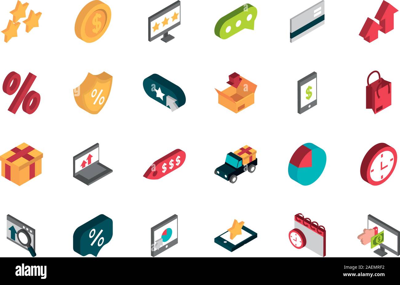 ecommerce business internet icons set isometric vector illustration ...