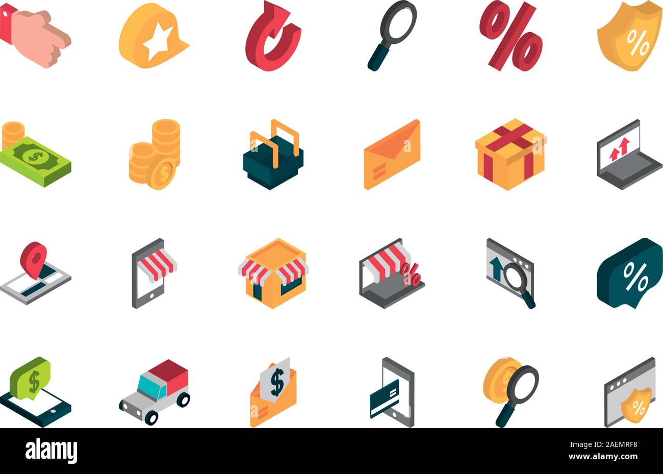 ecommerce business internet icons set isometric vector illustration ...