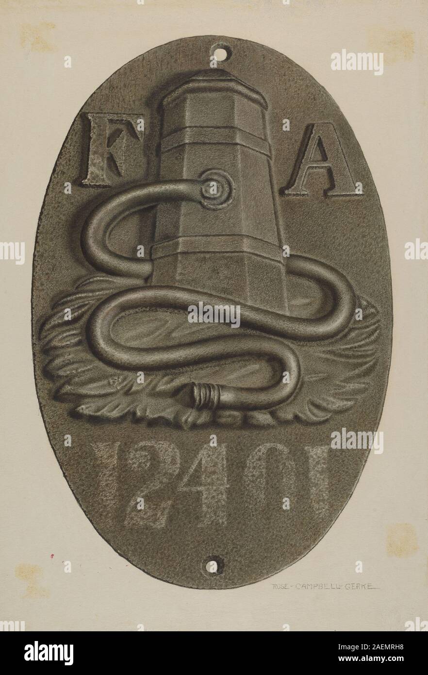 Rose Campbell-Gerke, Firemark, c 1940, Firemark; circa 1940 date Stock ...