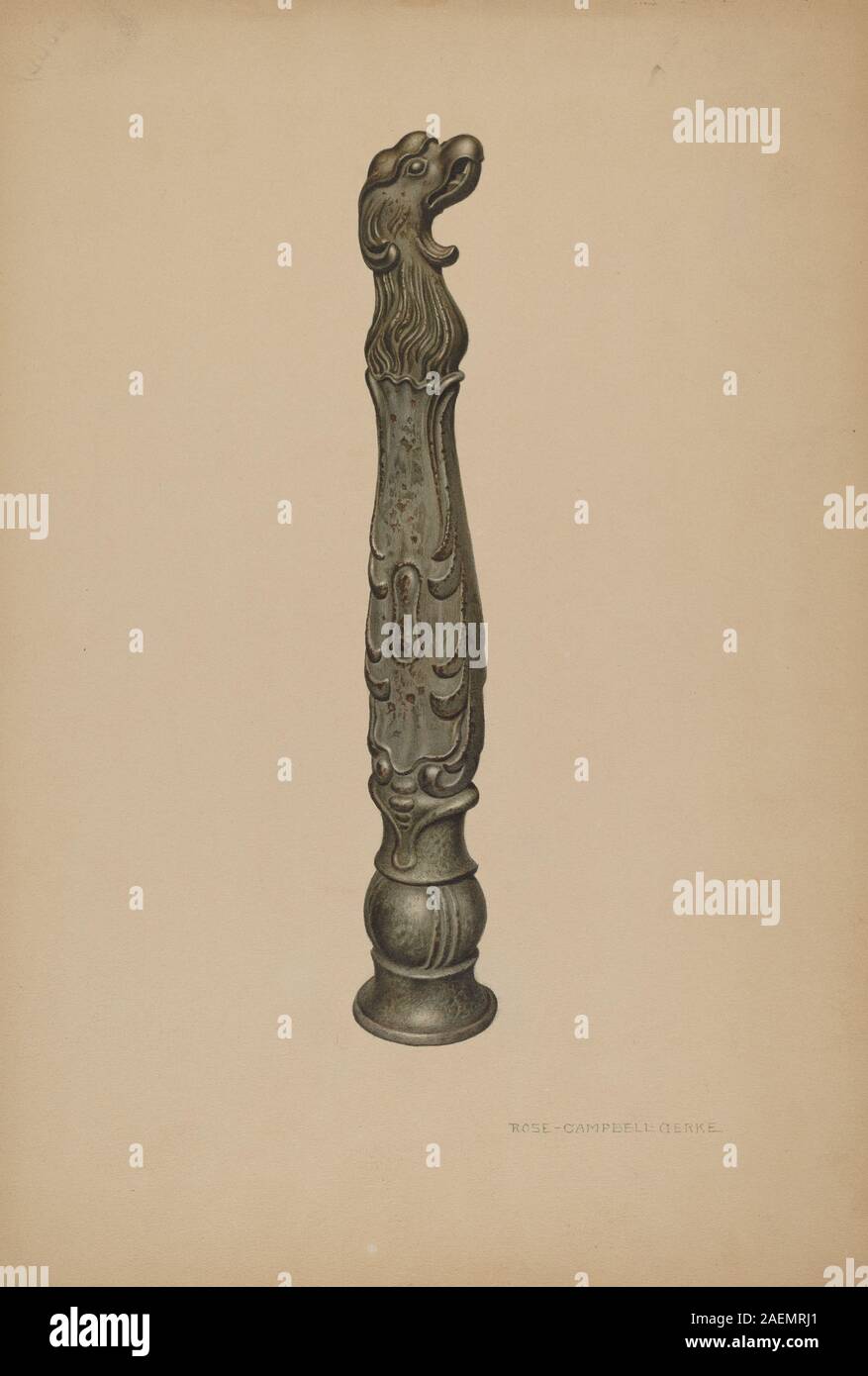 Rose Campbell-Gerke, Iron Hitching Post, c 1939, Iron Hitching Post ...