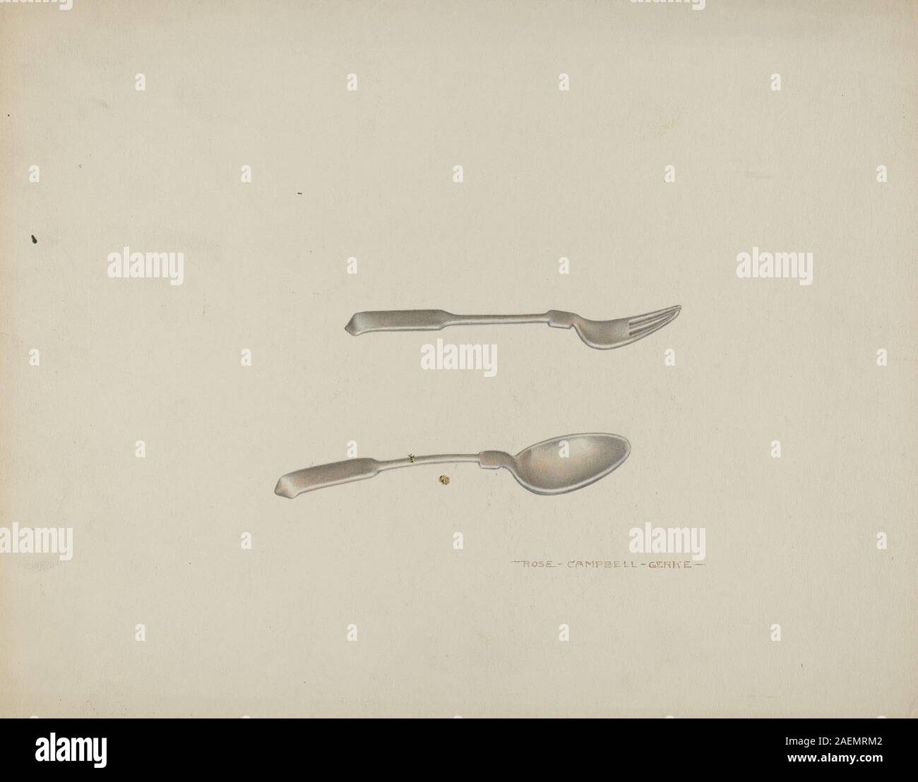 Rose Campbell-Gerke, Silver Baby Spoon and Fork, c 1939, Silver Baby ...