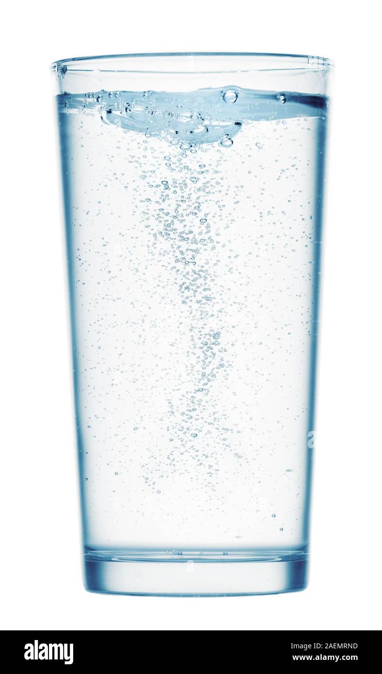 one glass of sparkling water on a white background, isolated object Stock Photo - Alamy