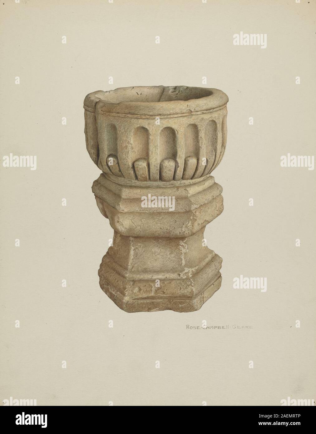Rose Campbell-Gerke, Stone Baptismal Font, c 1940, Stone Baptismal Font ...