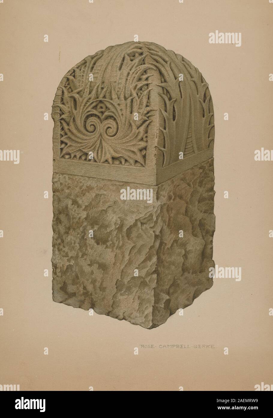 Rose Campbell-Gerke, Stone Gate Post, c 1939, Stone Gate Post; c. 1939 ...