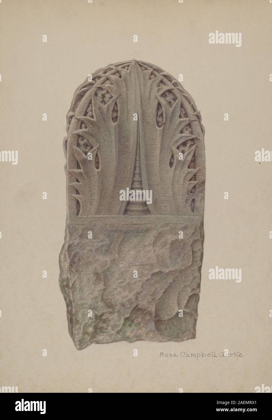 Rose Campbell-Gerke, Stone Gate Post, c 1939, Stone Gate Post; c. 1939 ...