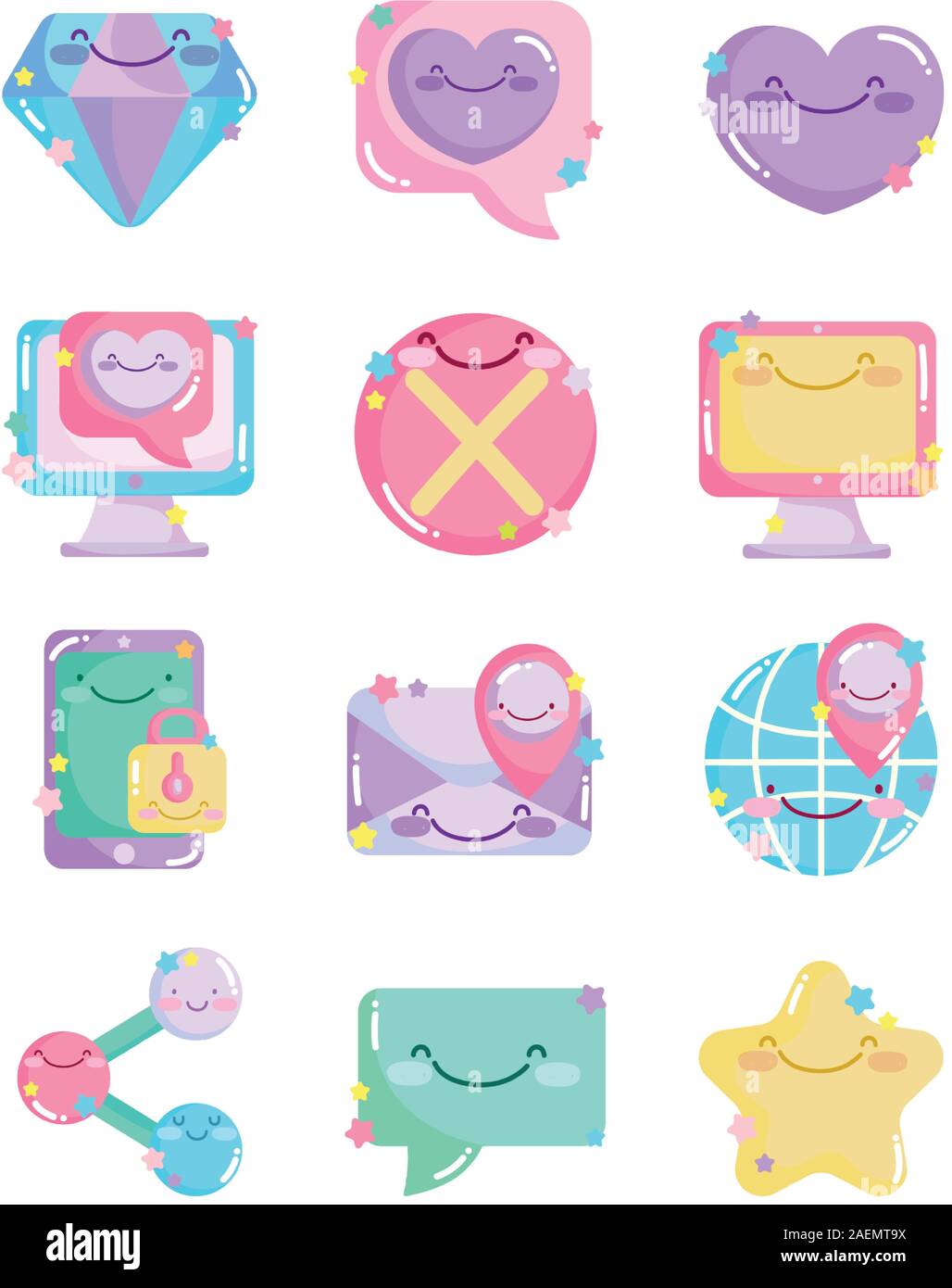 social networks cartoon comic icons collection vector illustration ...