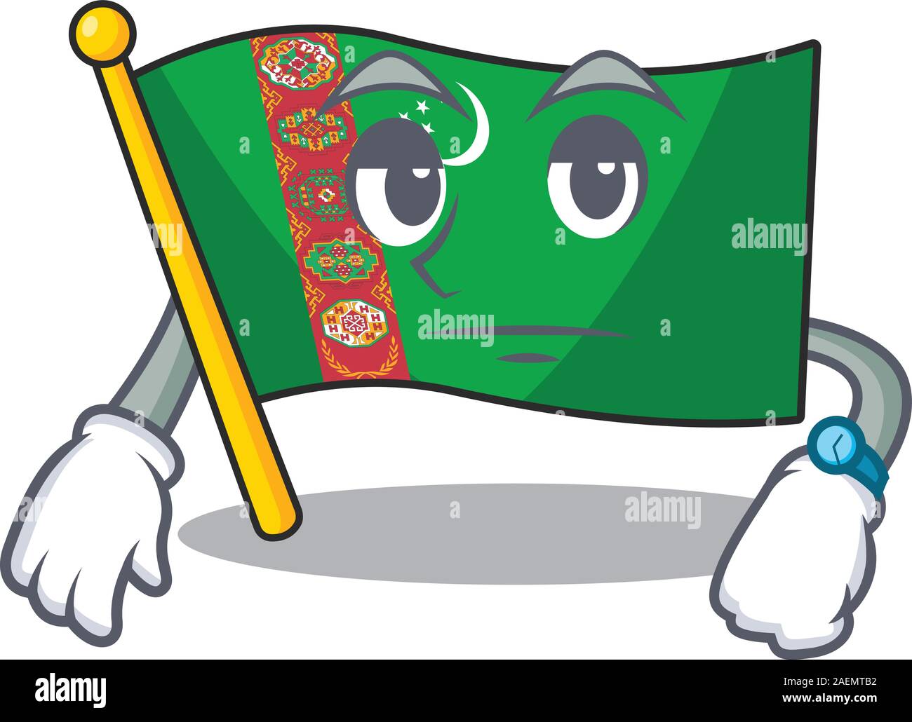 Waiting flag turkmenistan on cartoon character mascot design Stock ...