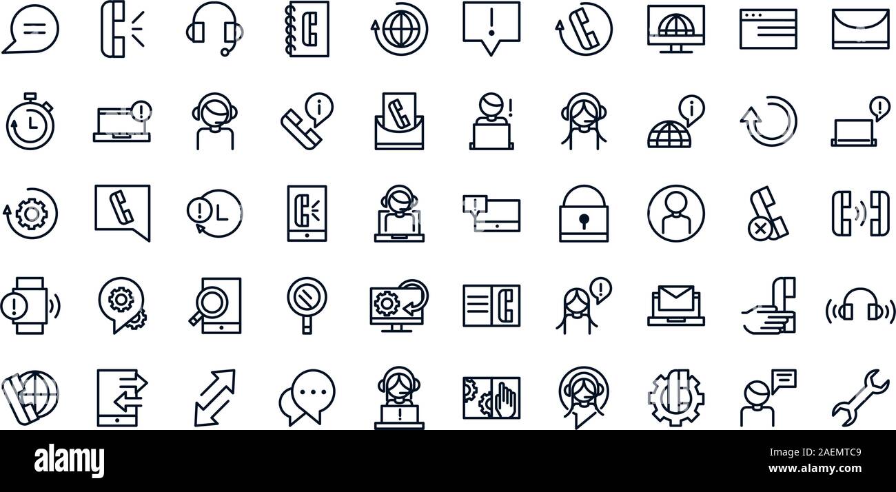 call center service business icons collection line vector illustration ...