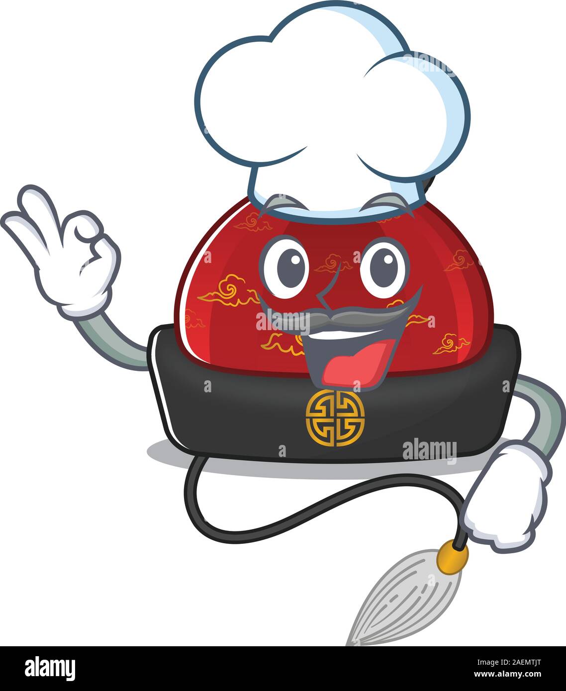 Happy Chef traditional chinese hat cartoon character with white hat ...