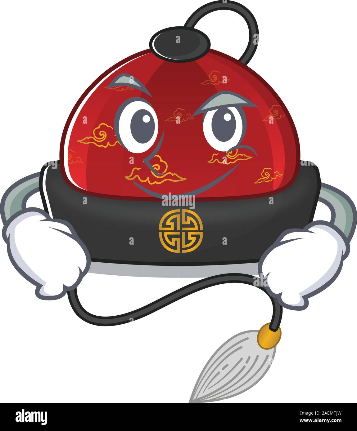 Traditional chinese hat mascot cartoon style with Smirking face Stock ...