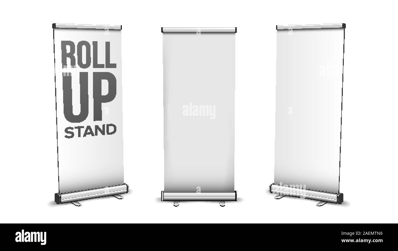 Roll Up Stand Collection In Different View Vector Stock Vector Image ...