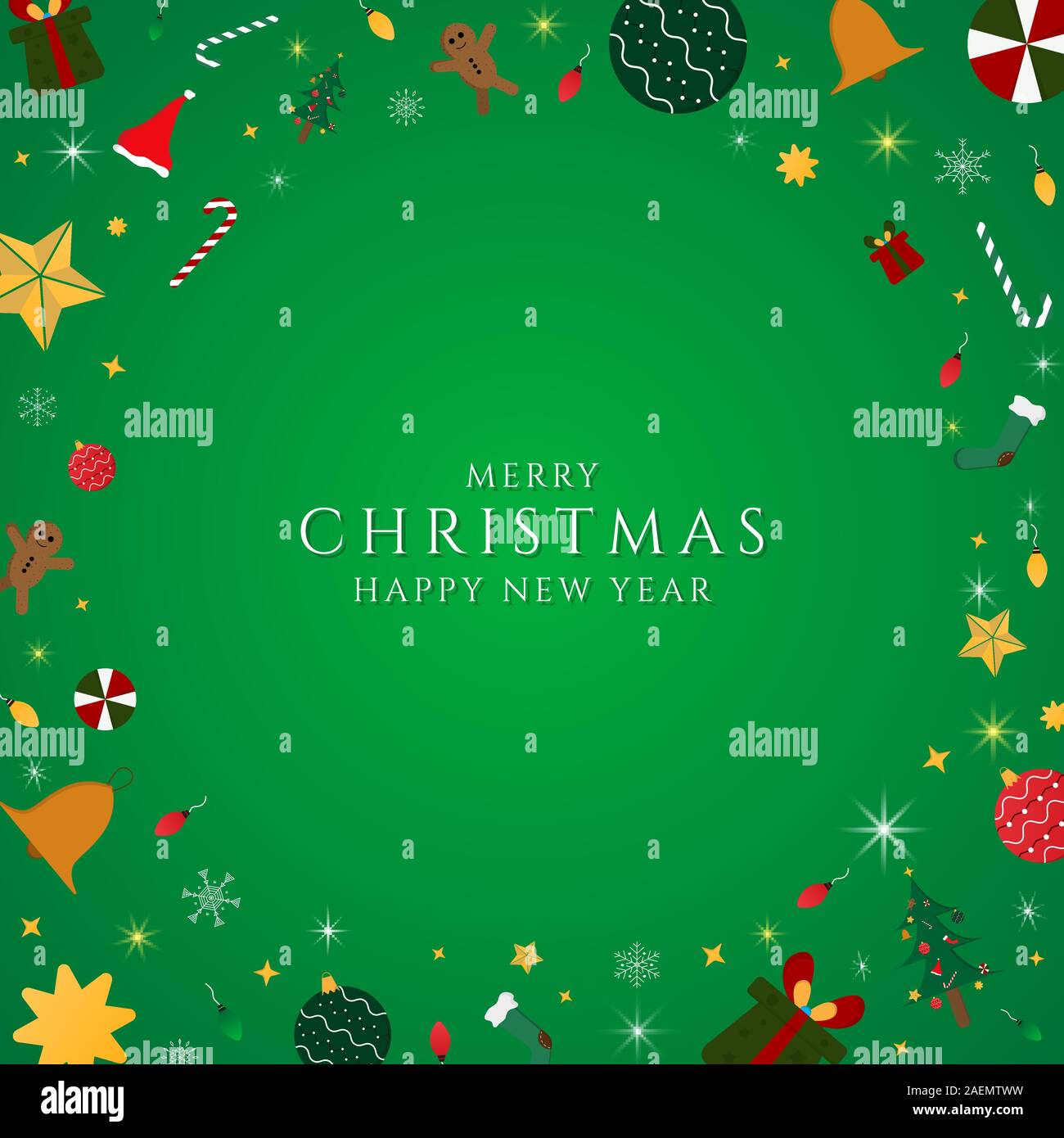 Christmas banner green color modern gift snowflake art design with ...