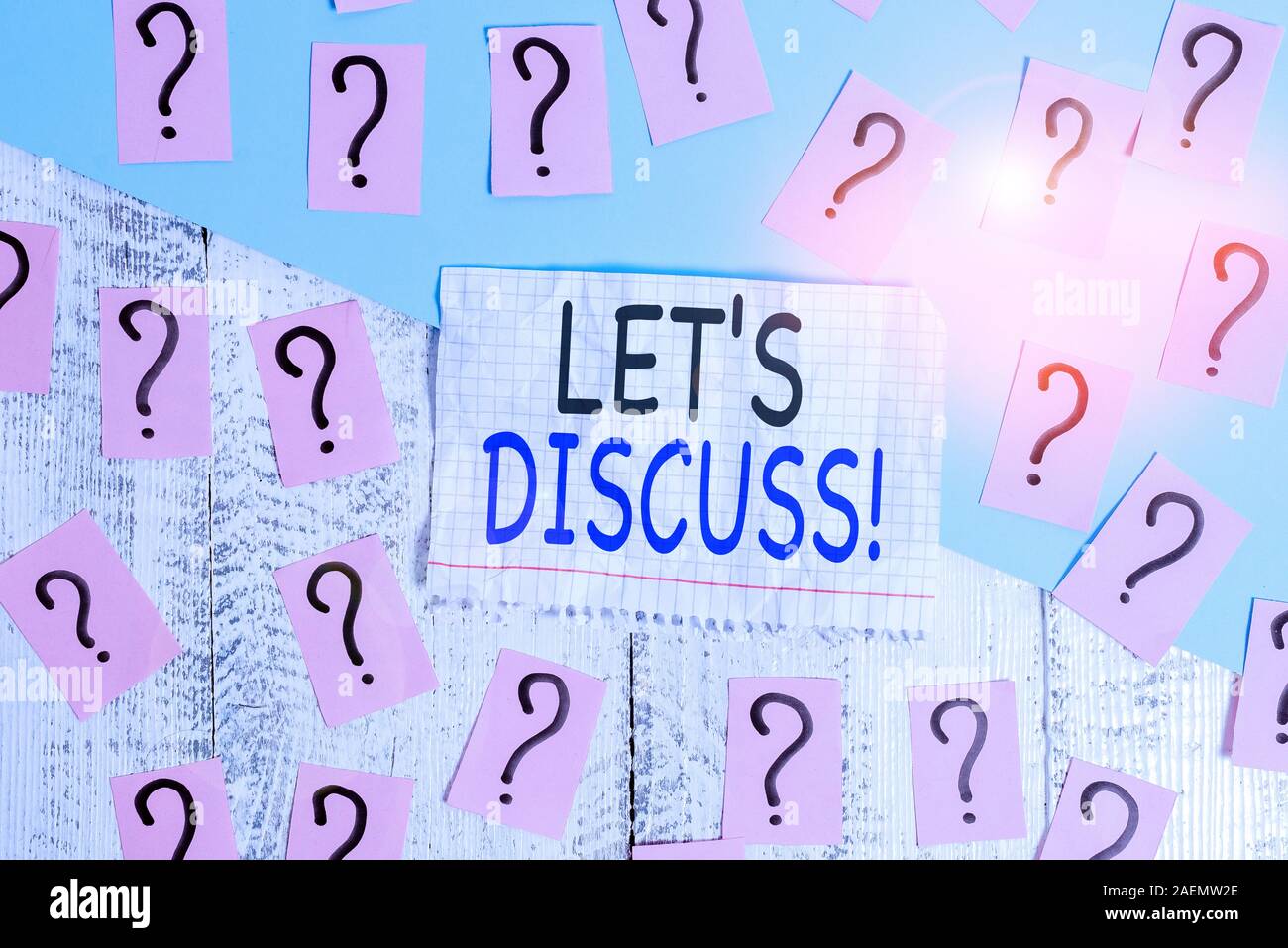 Conceptual hand writing showing Let S Discuss. Concept meaning asking ...