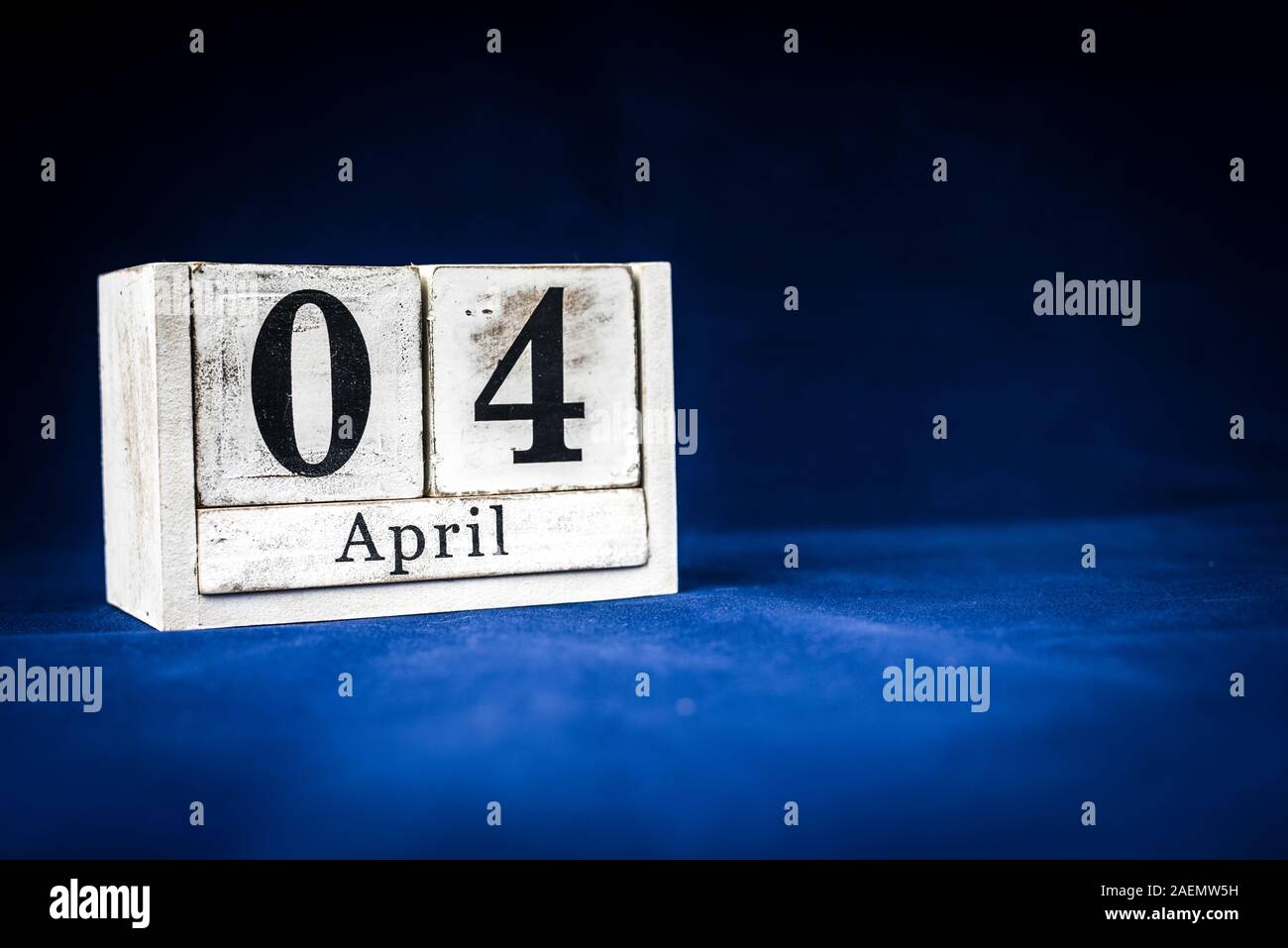 April 4th, Fourth of April, Day 4 of month April - rustic wooden white ...