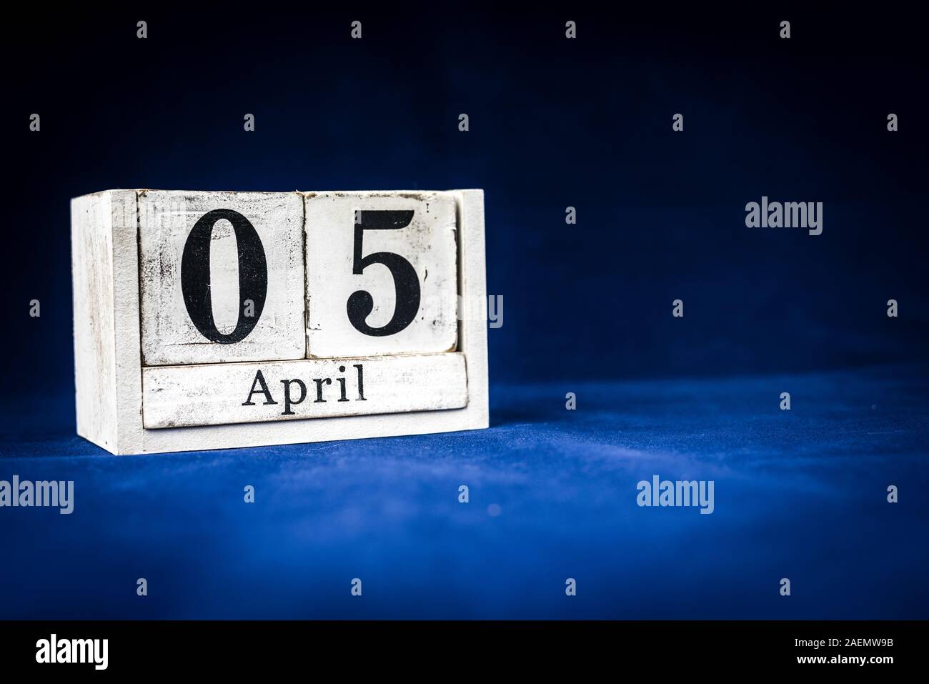 April 5th, Fifth of April, Day 5 of month April - rustic wooden white ...