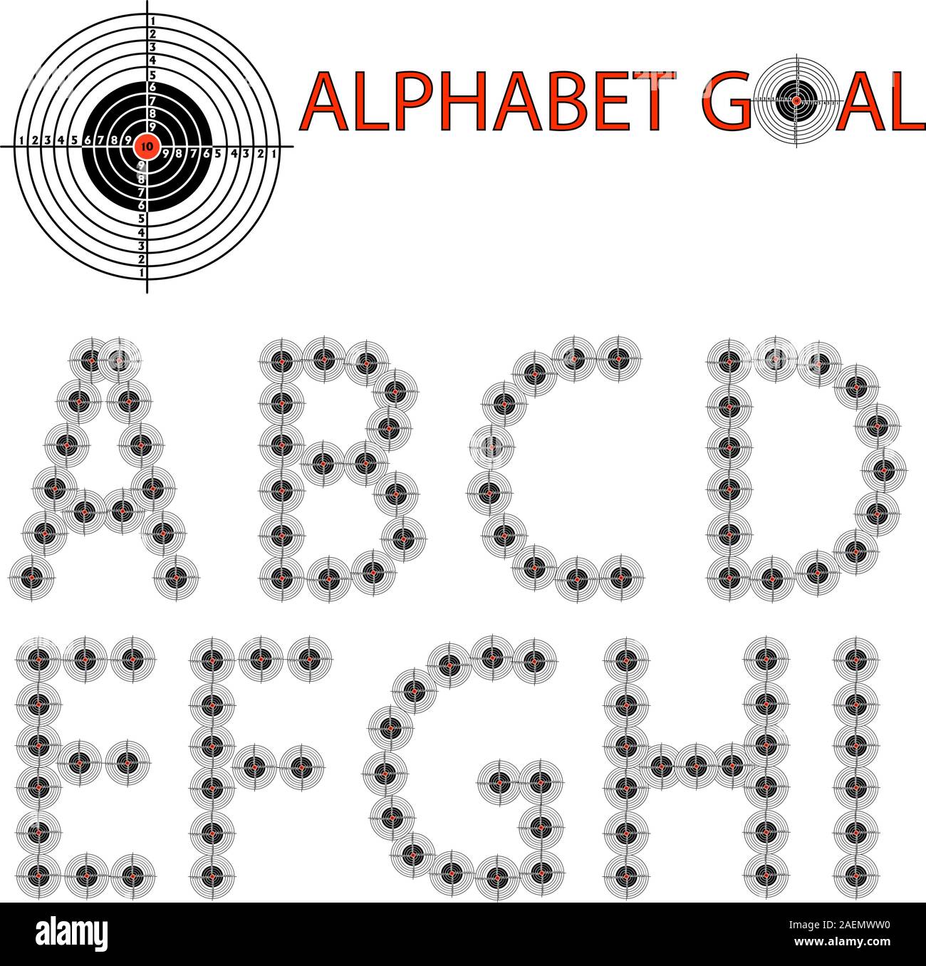 Vector alphabet of the target, hit the target Stock Vector Image & Art ...