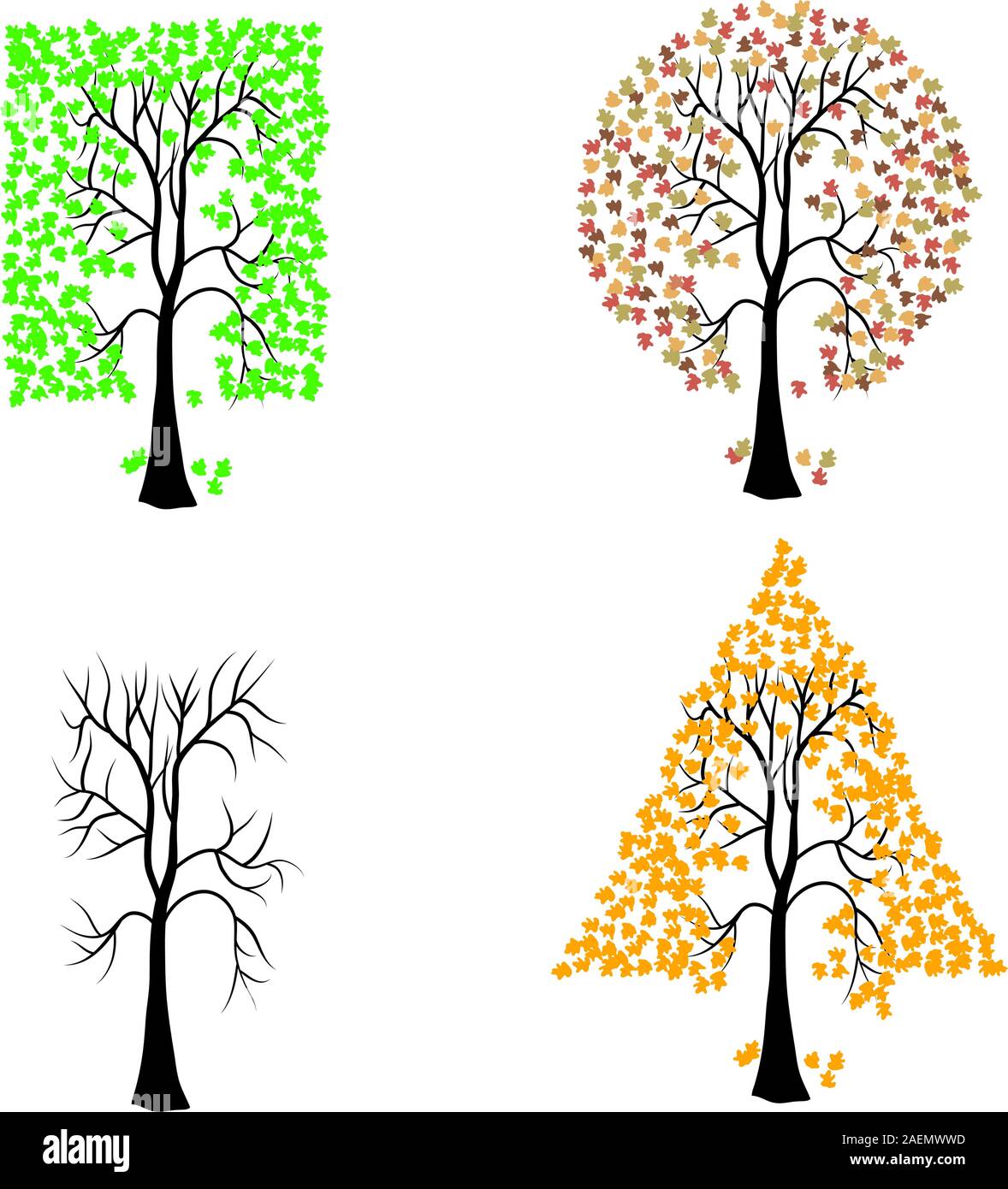 Trees of different geometric shapes. Vector set Stock Vector Image ...
