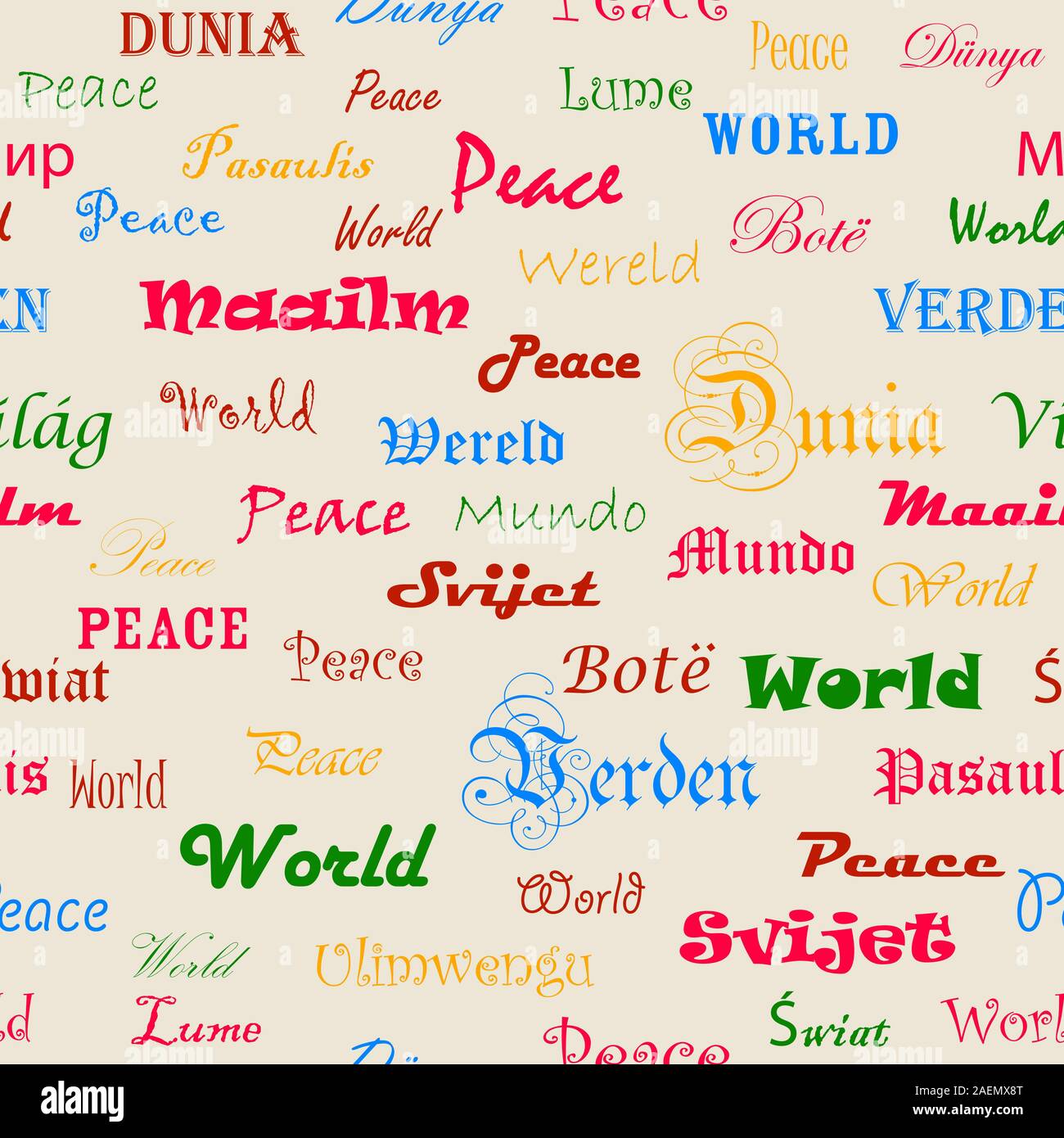 Peace . Seamless wallpaper with the word peace in different languages ...