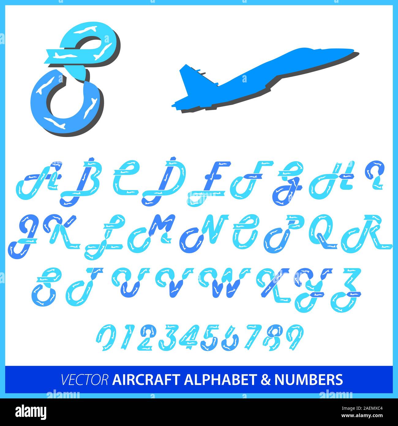 Aerobatics in an airplane alphabet letters and numbers Stock Vector ...