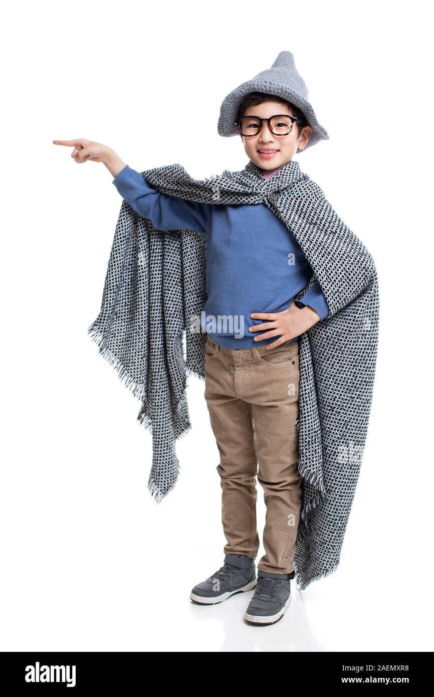 Happy little boy in wizard costume Stock Photo - Alamy