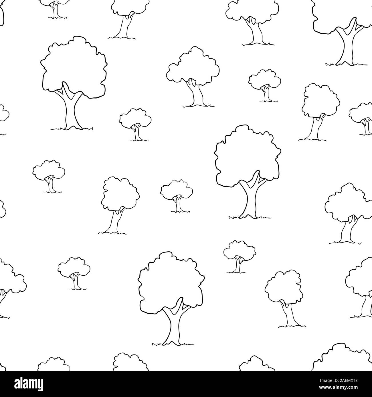 Seamless tree plant pattern background in vector Stock Vector Image ...