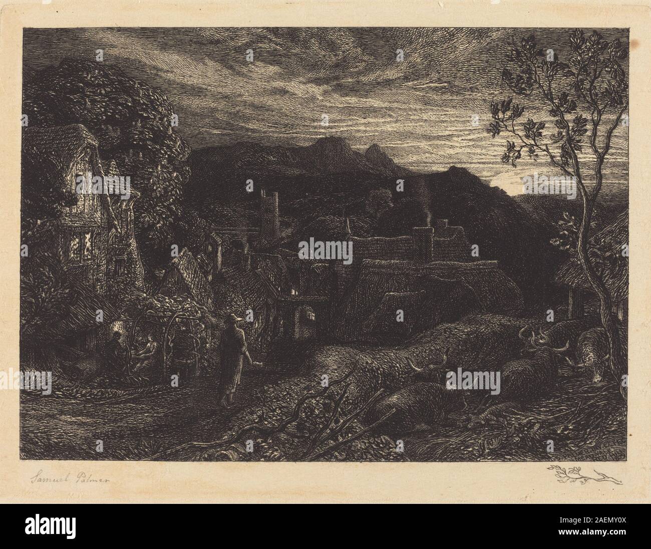 Samuel Palmer, The Bellman, 1879, The Bellman; 1879 date Stock Photo ...