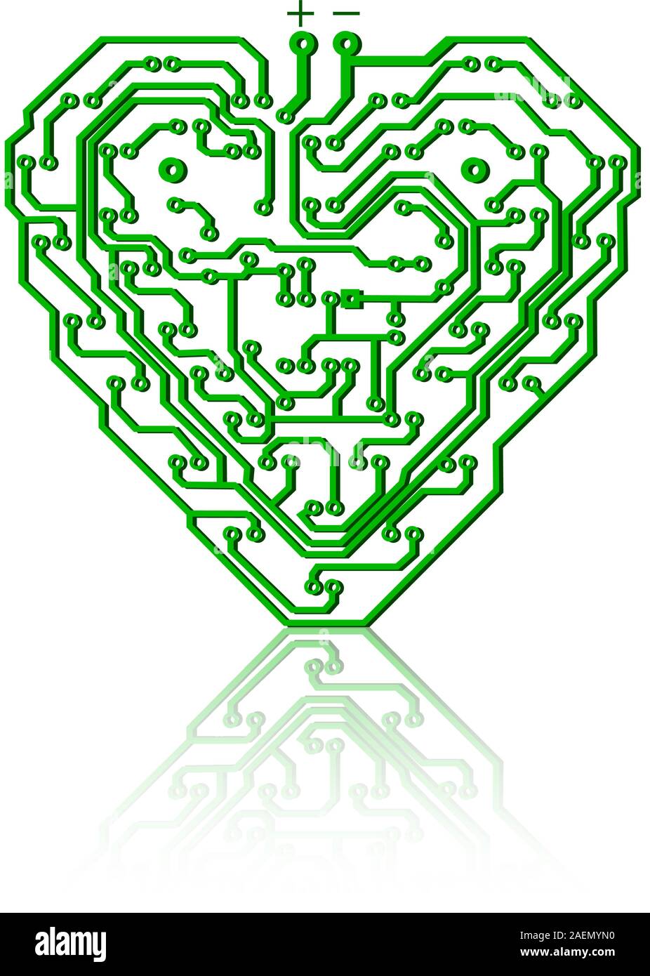 Circuit board pattern in the shape of the heart. Illustration. Vector ...