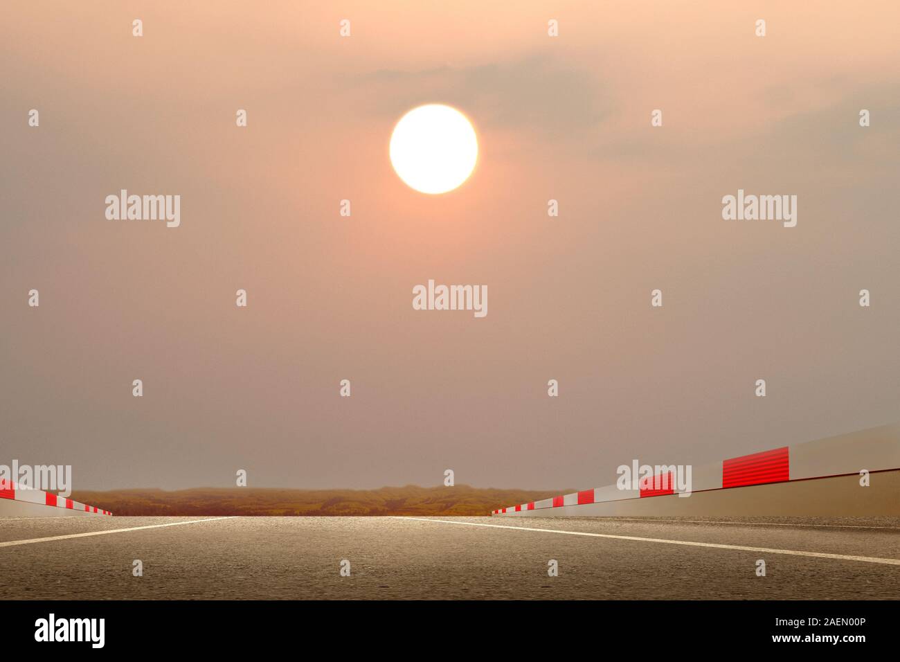 View of running track with a sunset sky background Stock Photo - Alamy