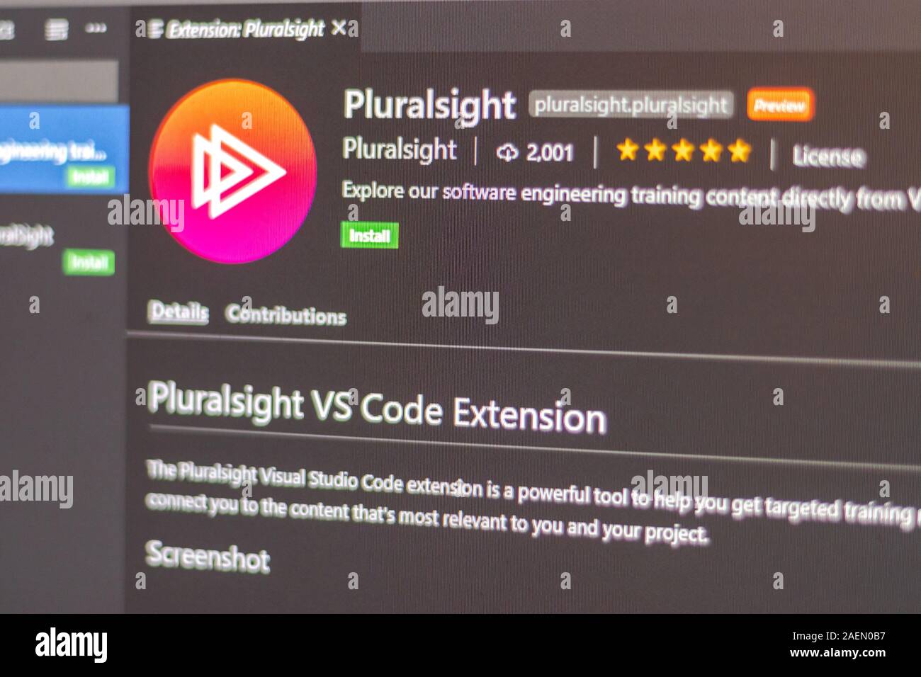 Pluralsight extension for Visual Studio code Stock Photo - Alamy