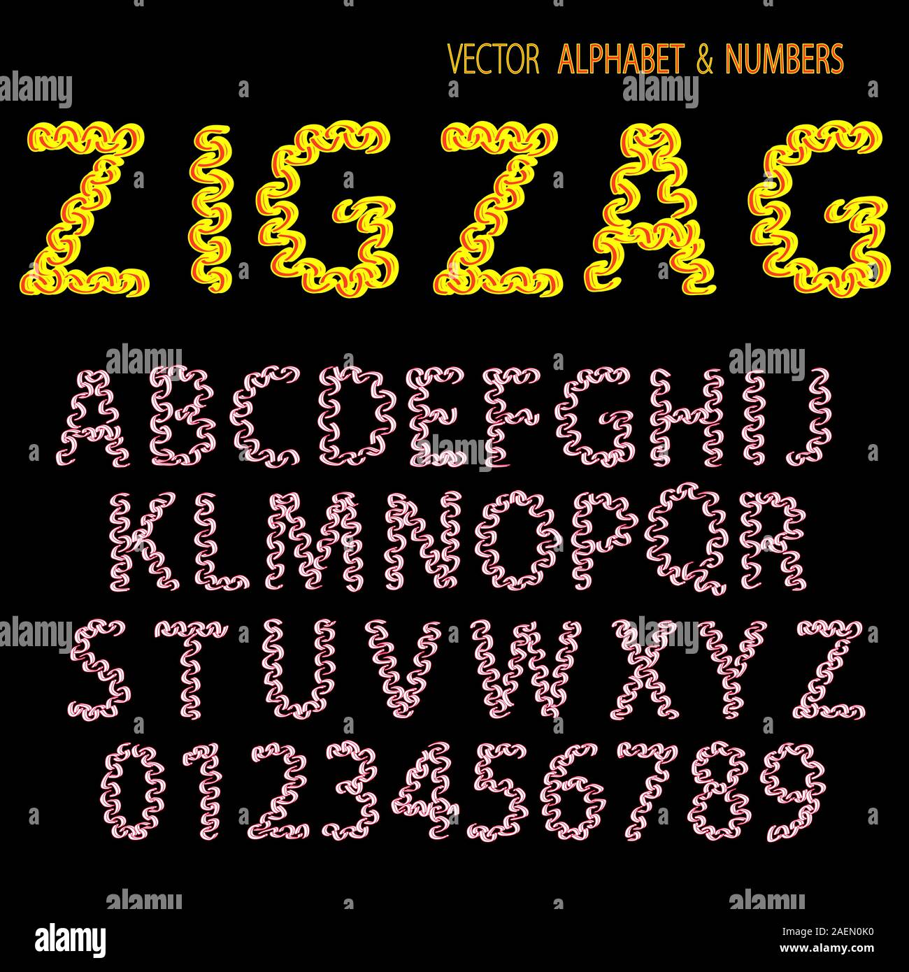 Hand drawing ornamental alphabet zigzag Stock Vector Image & Art - Alamy