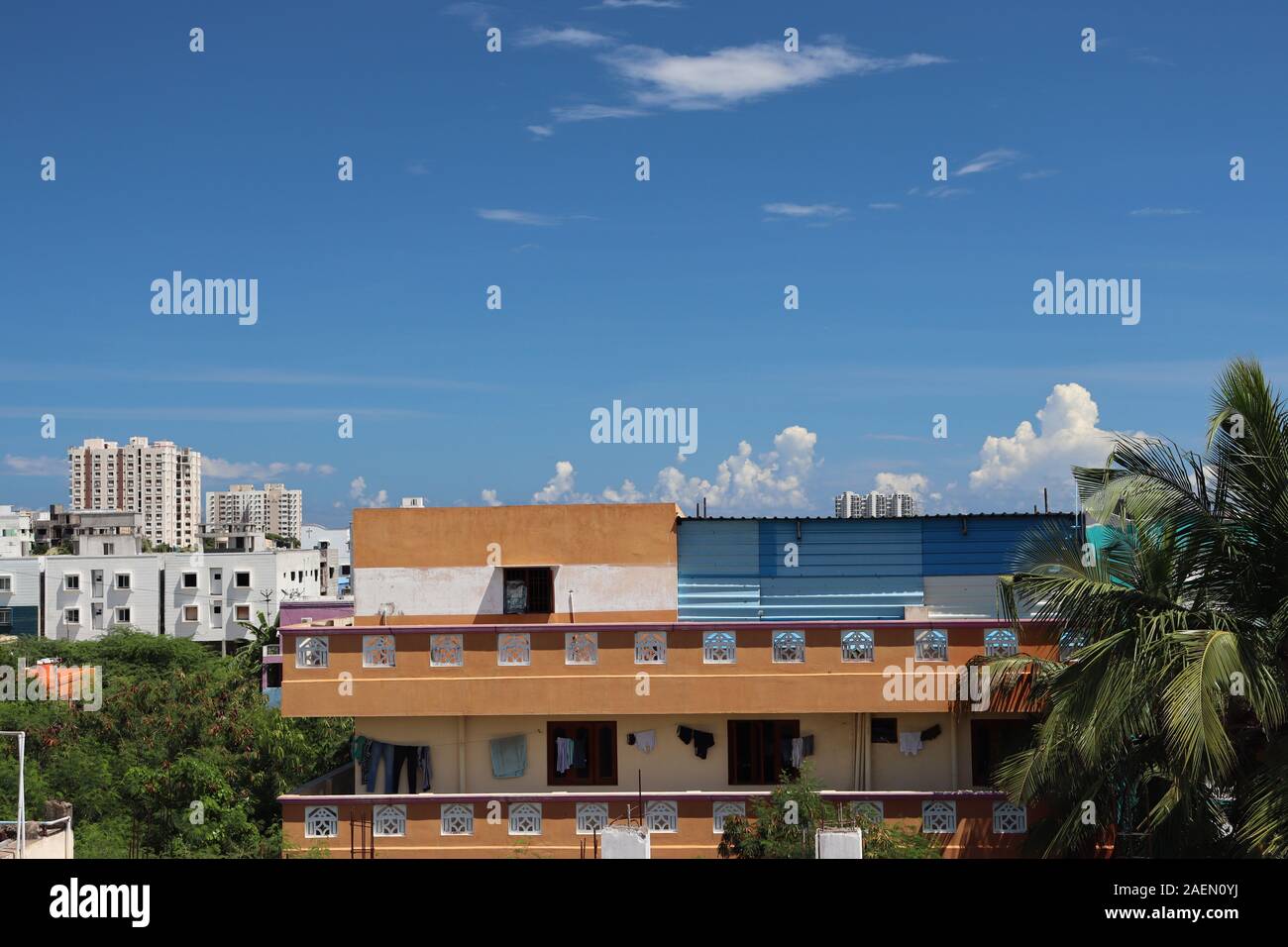 chennai City skyline with urban skyscrapers at sunset, India.white ...