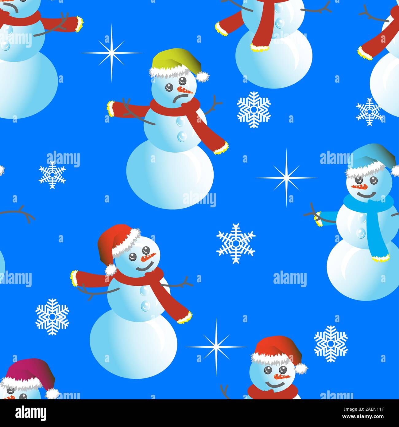 Seamless wallpaper from snowman and snowflakes Stock Vector Image & Art ...