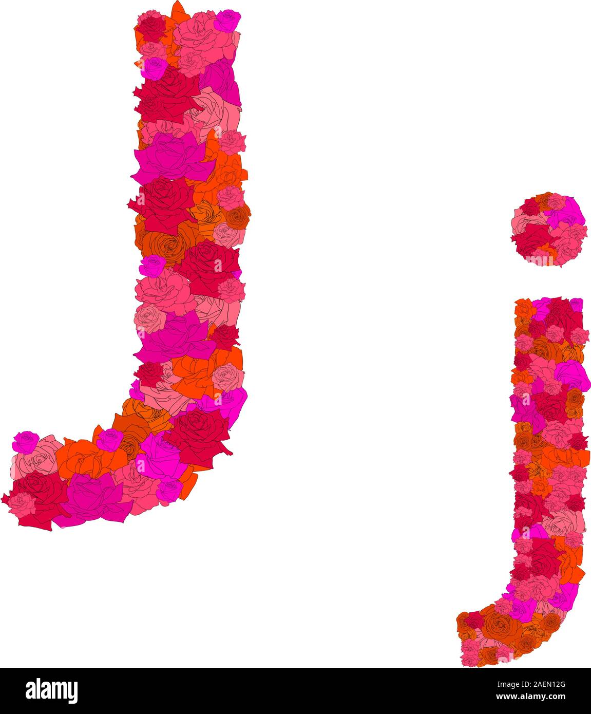 Flower alphabet of red roses, characters J-j Stock Vector Image & Art ...