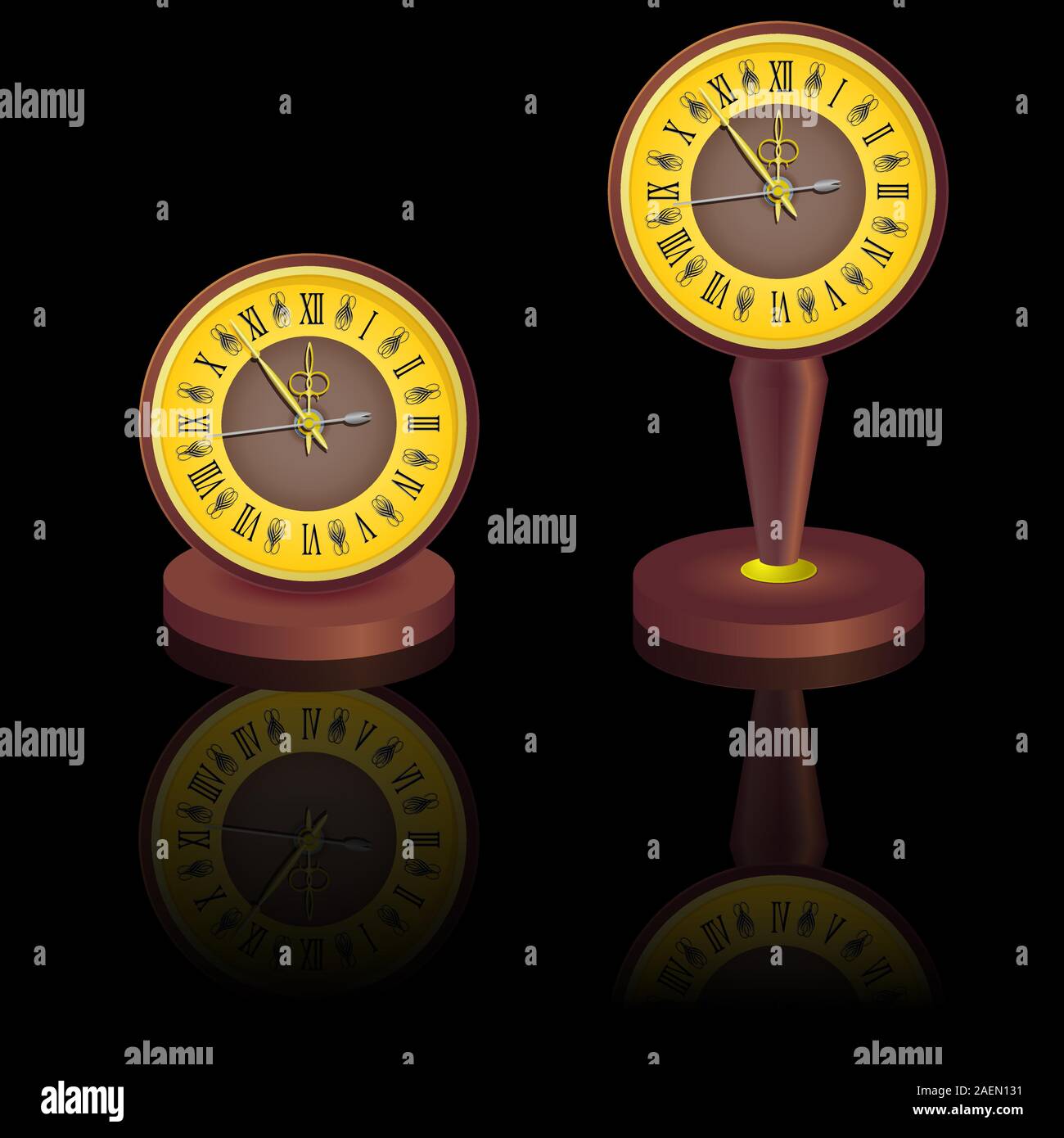 The vintage clock shortly before midnight. vector Stock Vector Image ...