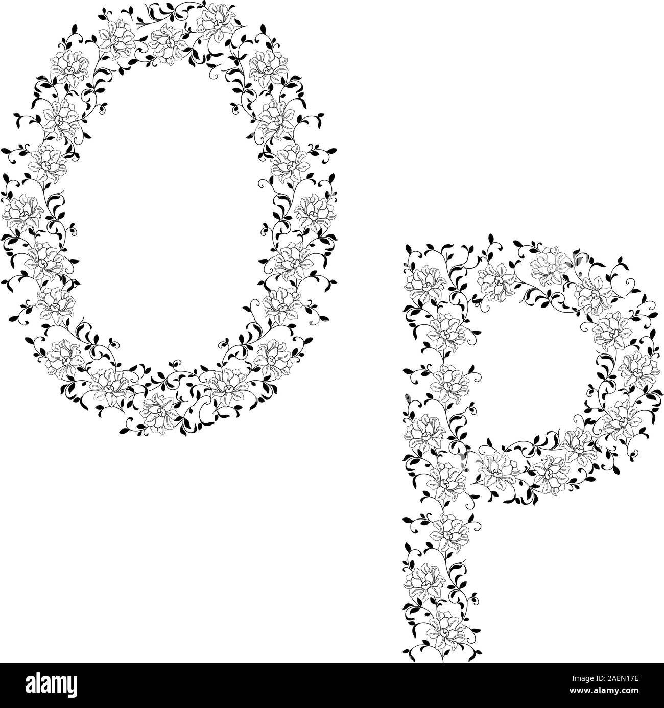 Hand drawing ornamental alphabet. Letter OP Stock Vector Image & Art ...