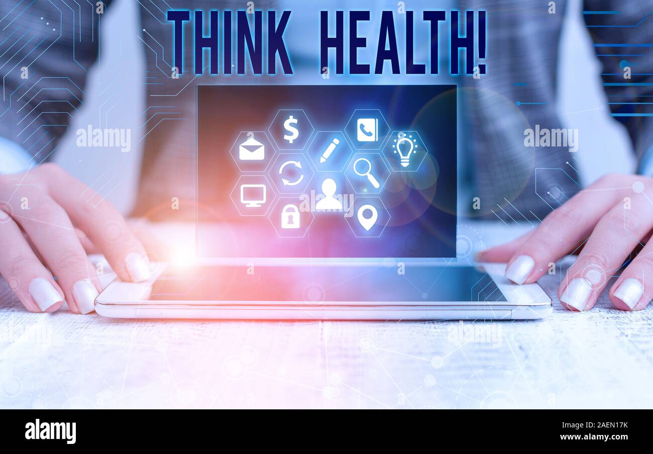 Conceptual hand writing showing Think Health. Concept meaning state of ...