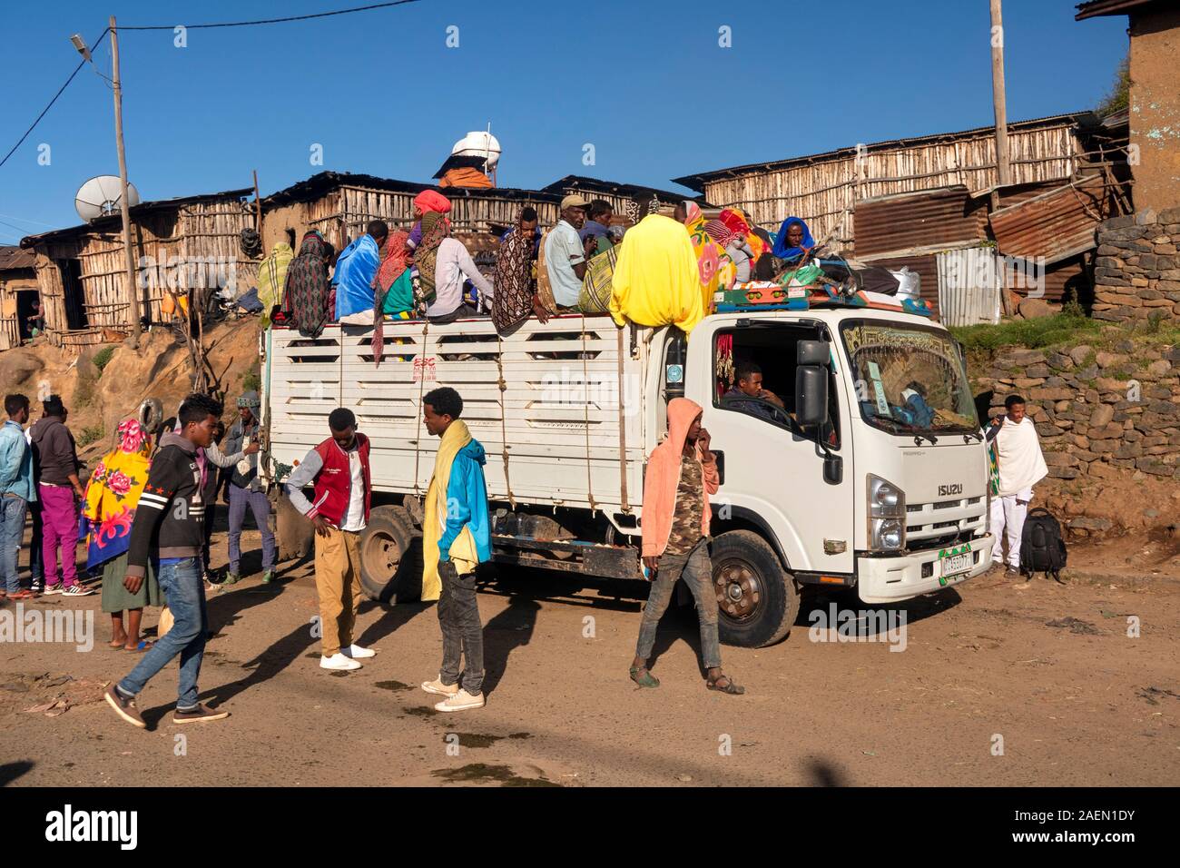 Ethiopia, Amhara Region, Debark, town centre, transport, people ...