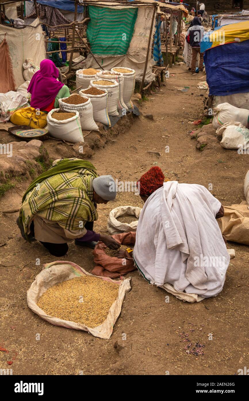 Ethiopia, Amhara Region, Debark, town centre, market area, men at ...
