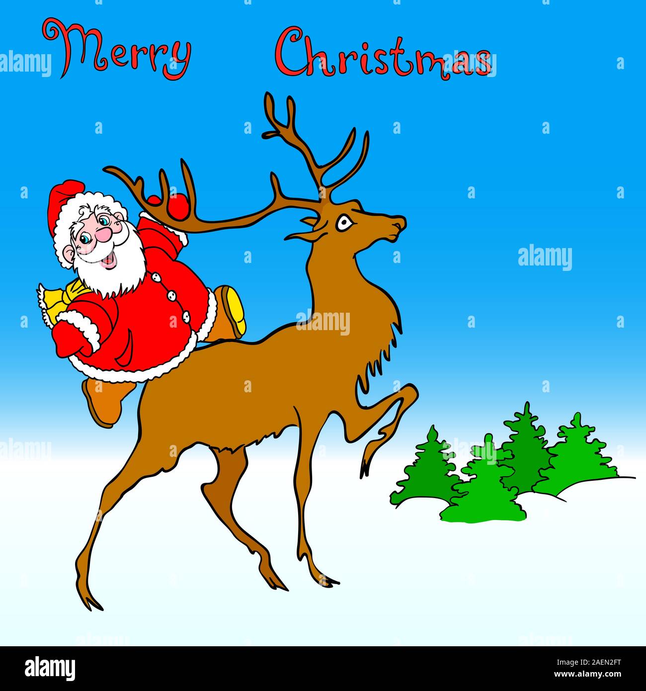 santa claus rides on deer Stock Vector Image & Art - Alamy