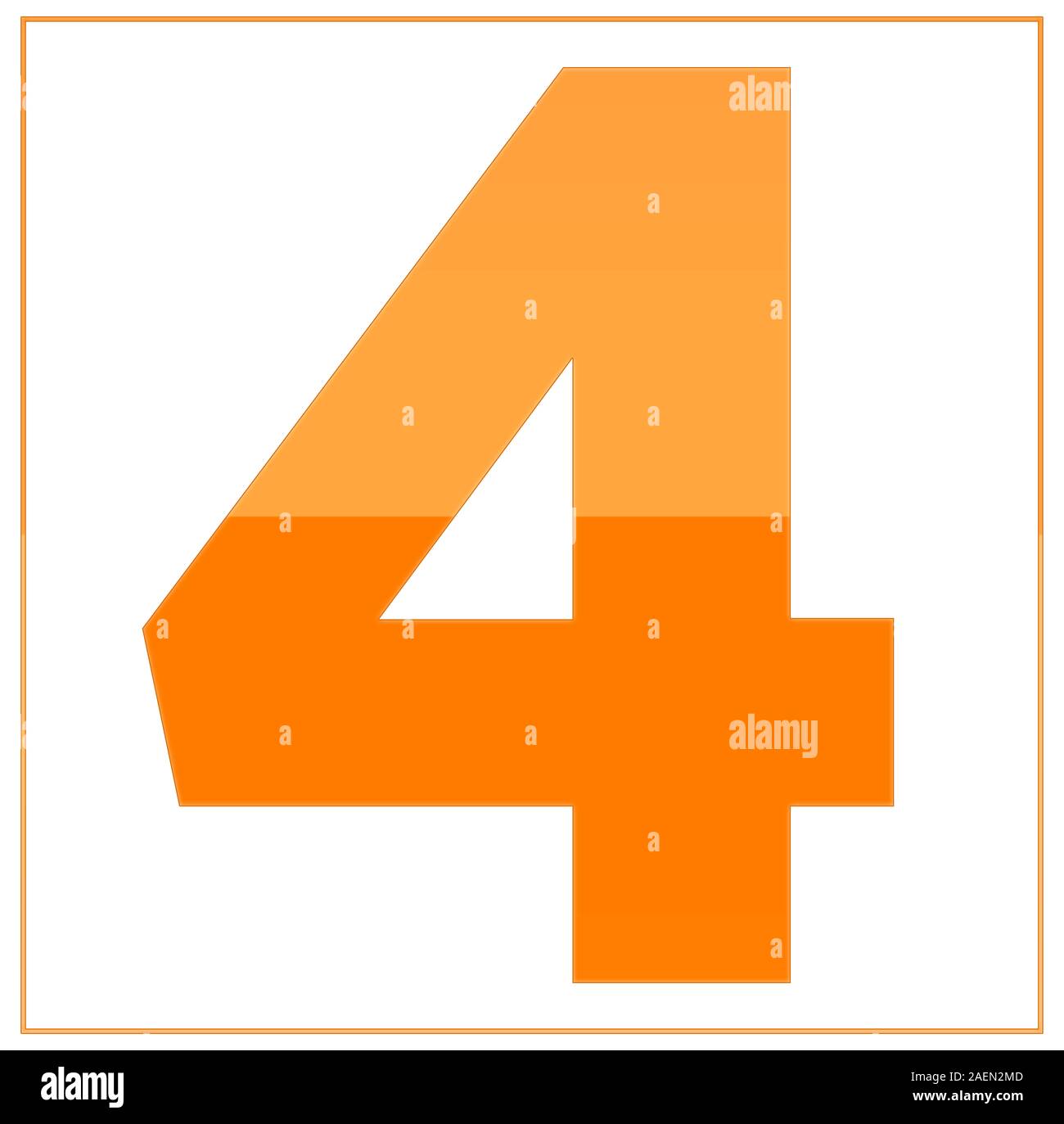 The number 4, made light orange and dark orange, half-and-half. Same ...