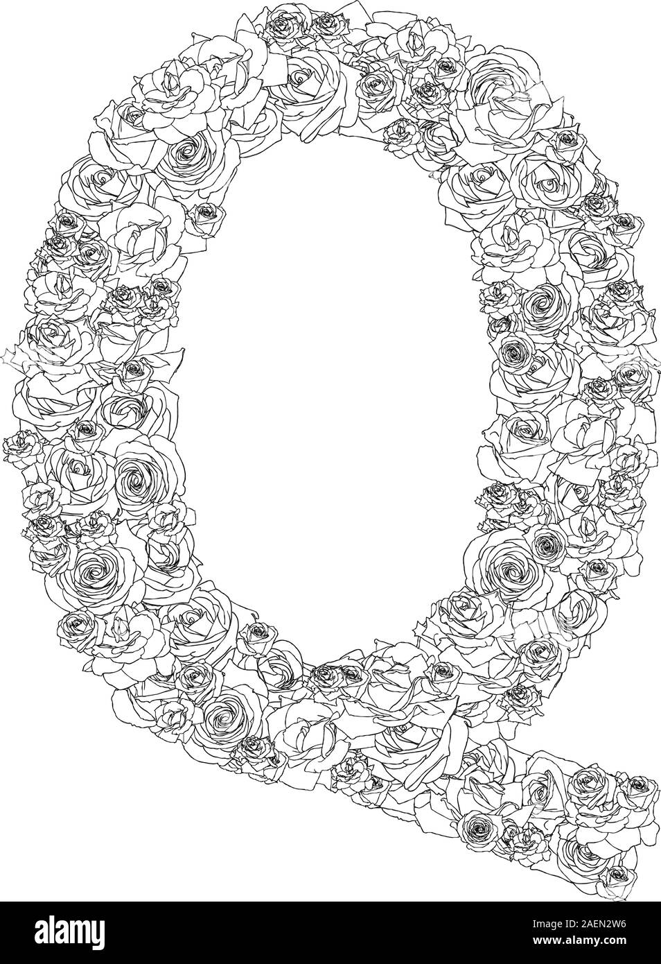 Flower alphabet of red roses, characters Q Stock Vector Image & Art - Alamy