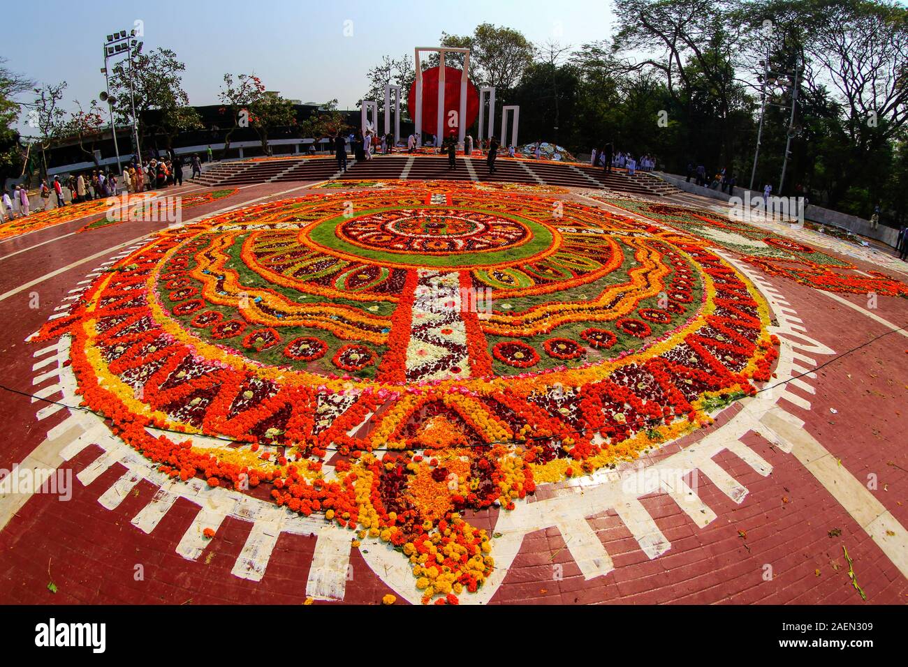 Central Shahid Minar with wreaths and flowers as the nation pays homage ...